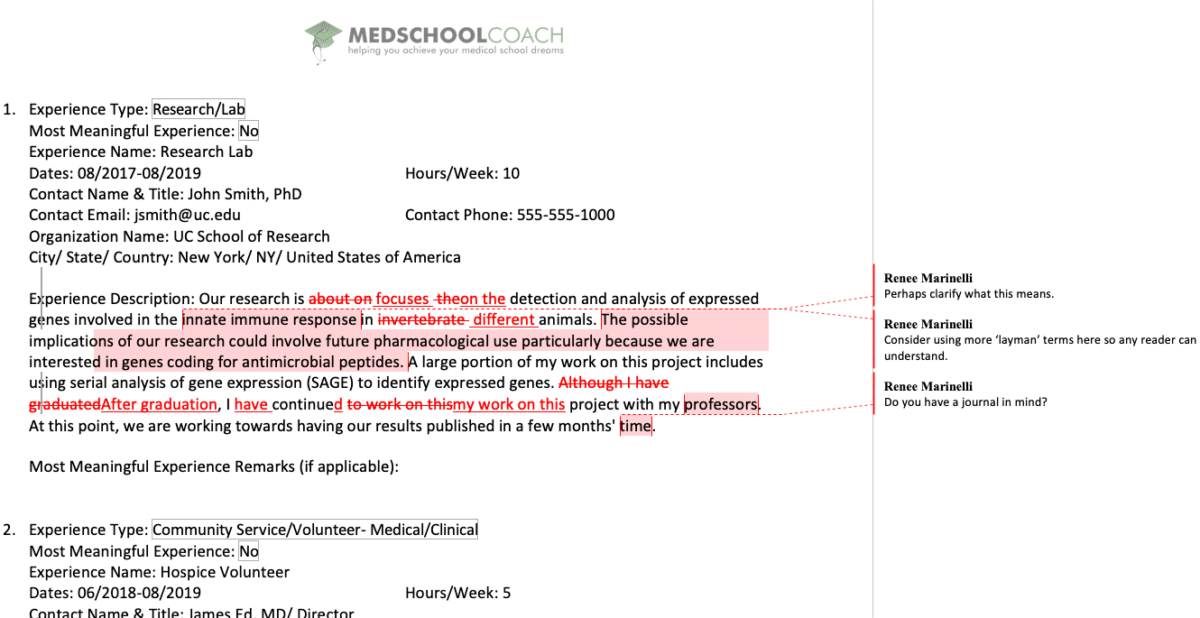 Medical School AMCAS - Application Editing Advisors | AMCAS Application ...